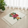 Bathroom Rug 2'x 3', Pink Red Yellow Hibiscus Woven Cotton Washable Rug ...