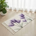 Bathroom Rug 2'x 3', Purple Tulip Woven Cotton Washable Rug with ...