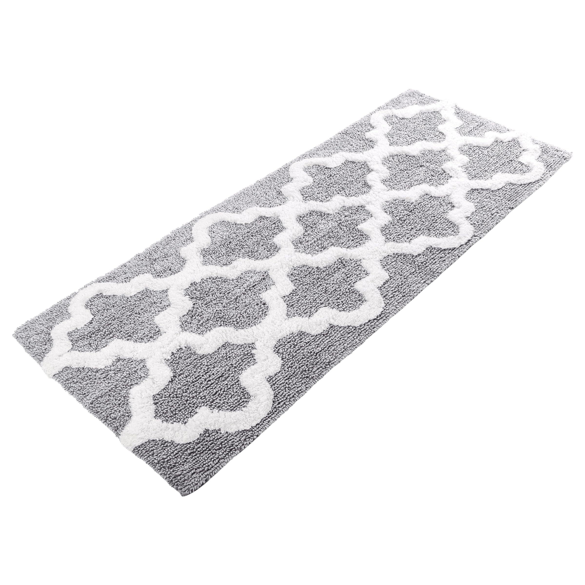 Bathroom Rug - 24 x 60 Inch Long Non Slip Bath Mat with Trellis Pattern ...
