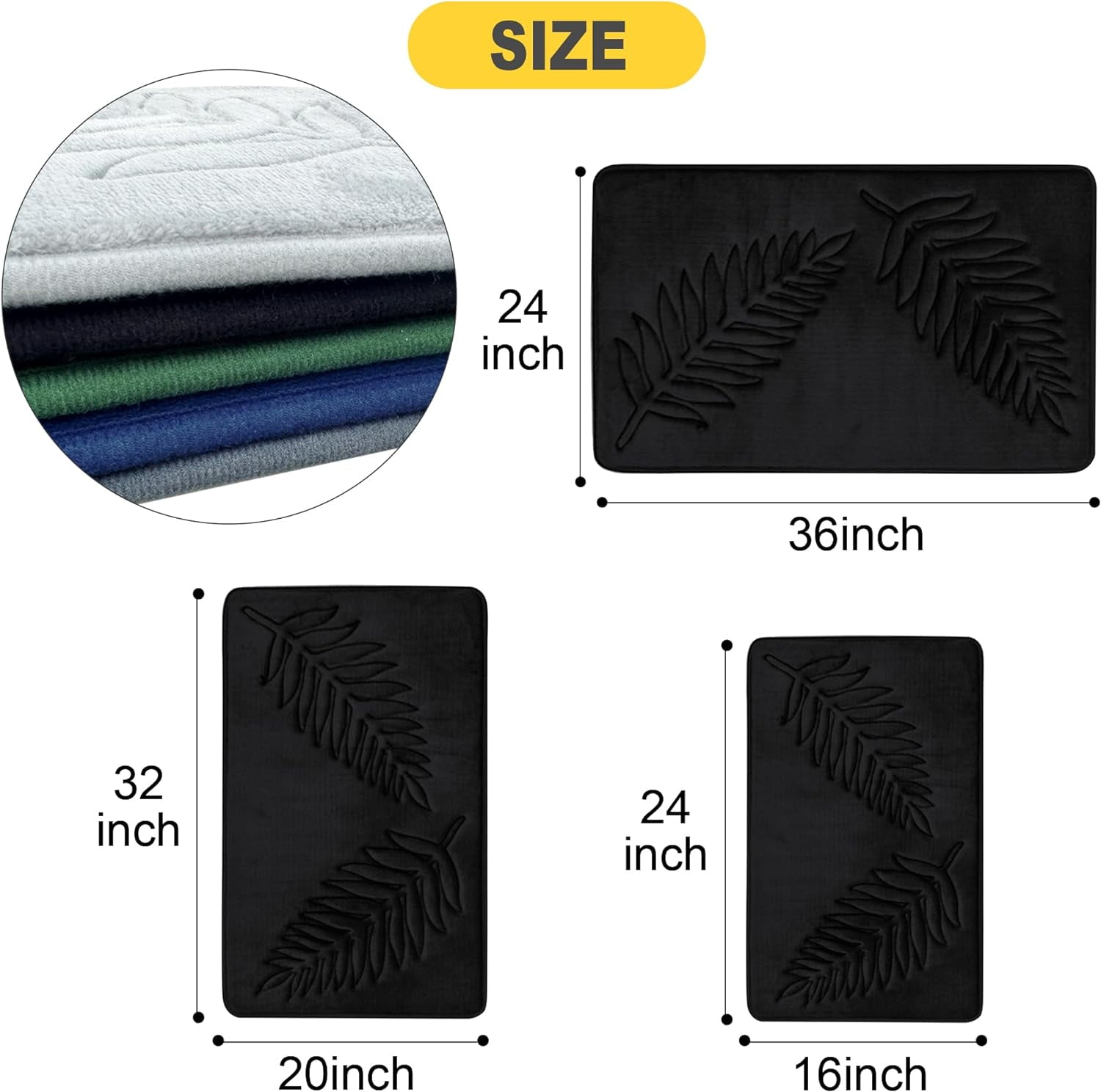 Bathroom Rug 32 x 20inch, Non Slip Bath Mat, Soft Black Memory Foam ...