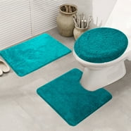 3 Piece Bath Rug Set (Burgundy) Non-Slip Solid Pattern Bathroom Rug (20 ...