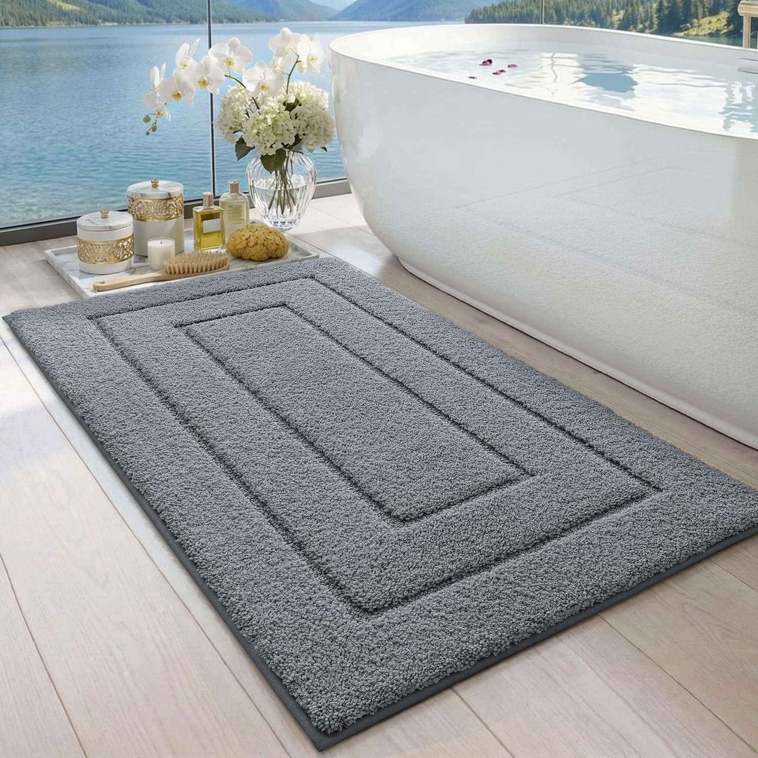 Bathroom Rug 43x24 Non Slip Washable Bath Mat For Shower Floor Extra ...