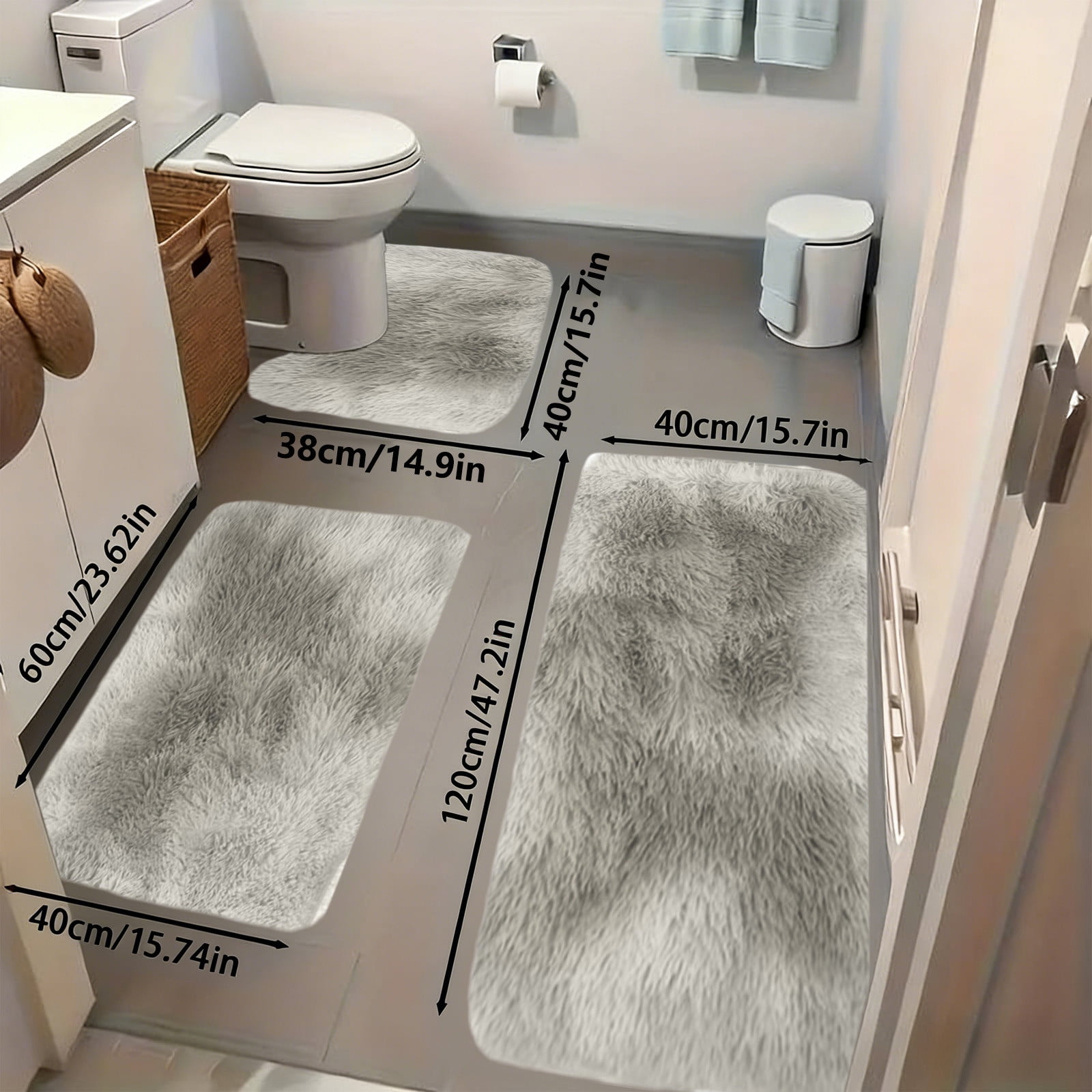 Bathroom Rug, Absorbent Floor Mat, Quick Drying and Non-Slip, Soft Bath ...