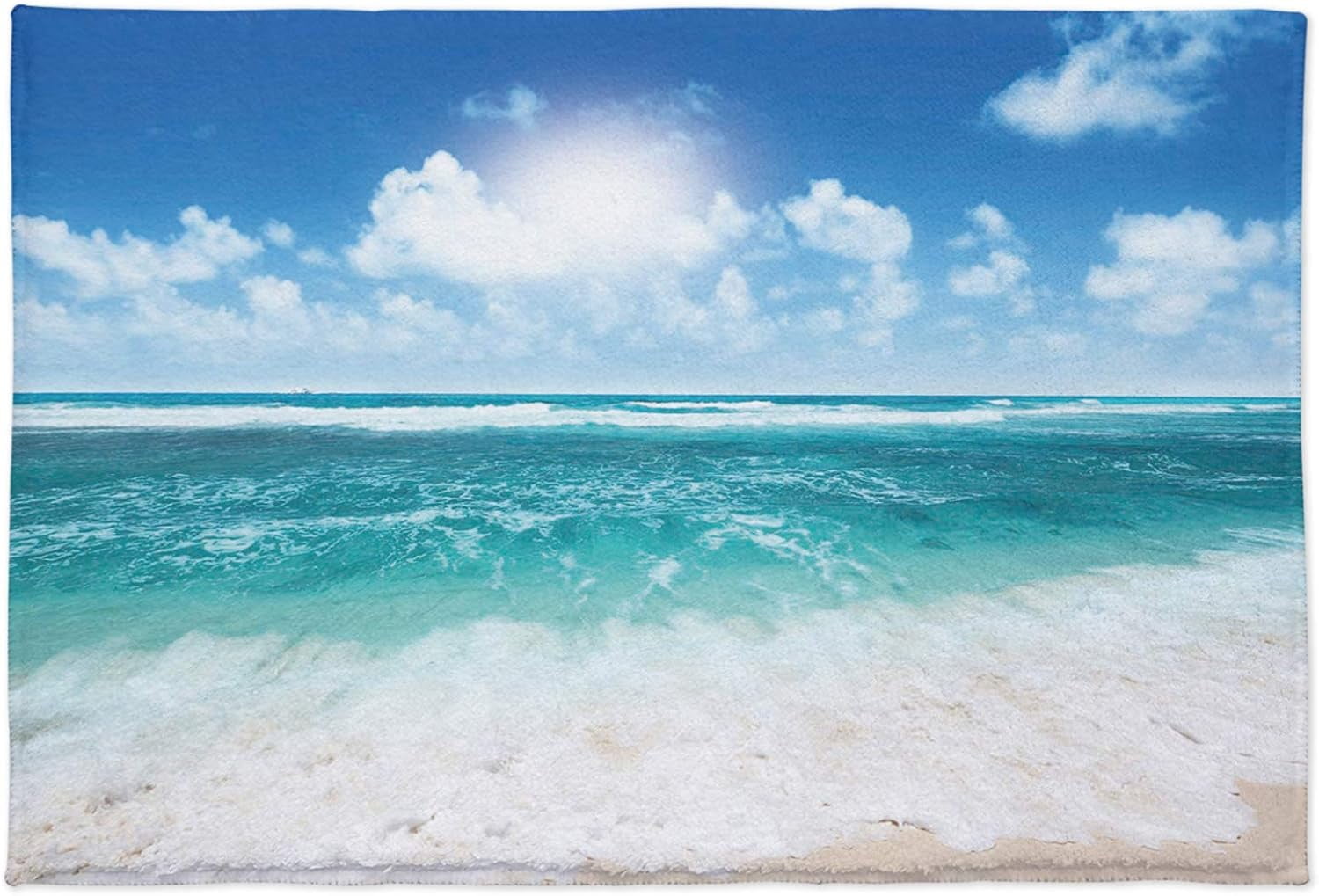 Bathroom Rug Bath Mat, Beach Blue Sea Scenery Summer Sun Non-Slip Soft ...