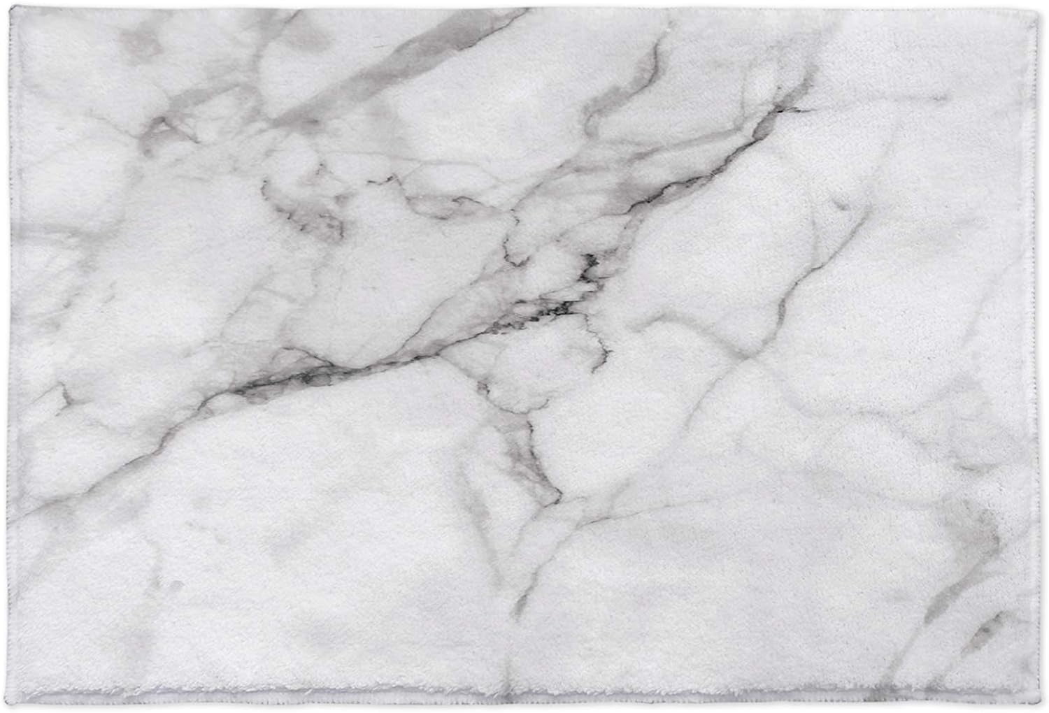 Bathroom Rug Bath Mat, Marble Texture Abstract Gray White Non-Slip Soft ...