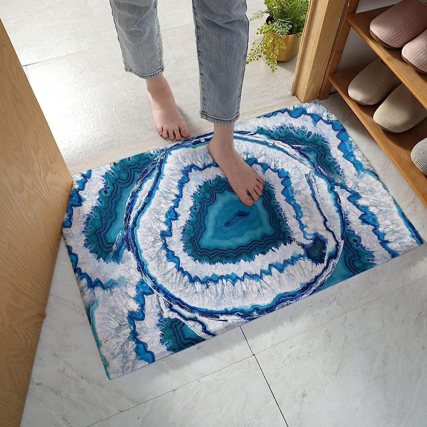 Bathroom Rug Bath Mat Shaggy Bathroom Mat Rug Abstract Art Elegant ...
