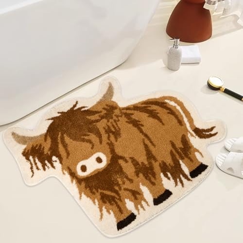 Bathroom Rug - Highland Cow Bathroom Mat Cow Print Rug CuteRug for ...