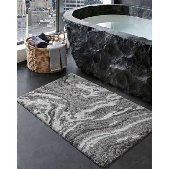 Bathroom Rug Mat 17x30, Soft and Absorbent Marble Bath Mats for ...