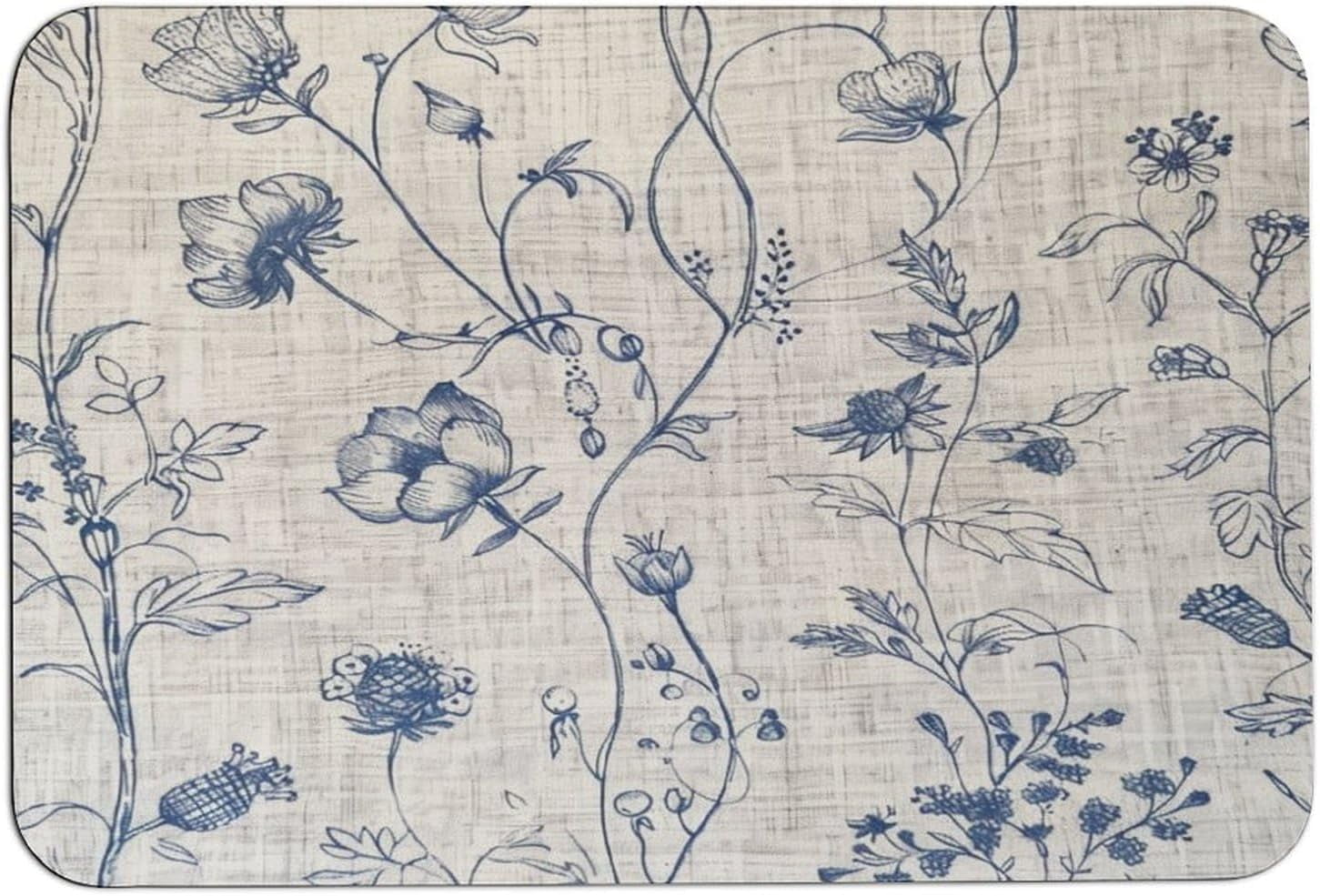 Bathroom Rug Mat French Style Blue Floral Shower Rug Vintage Flower ...