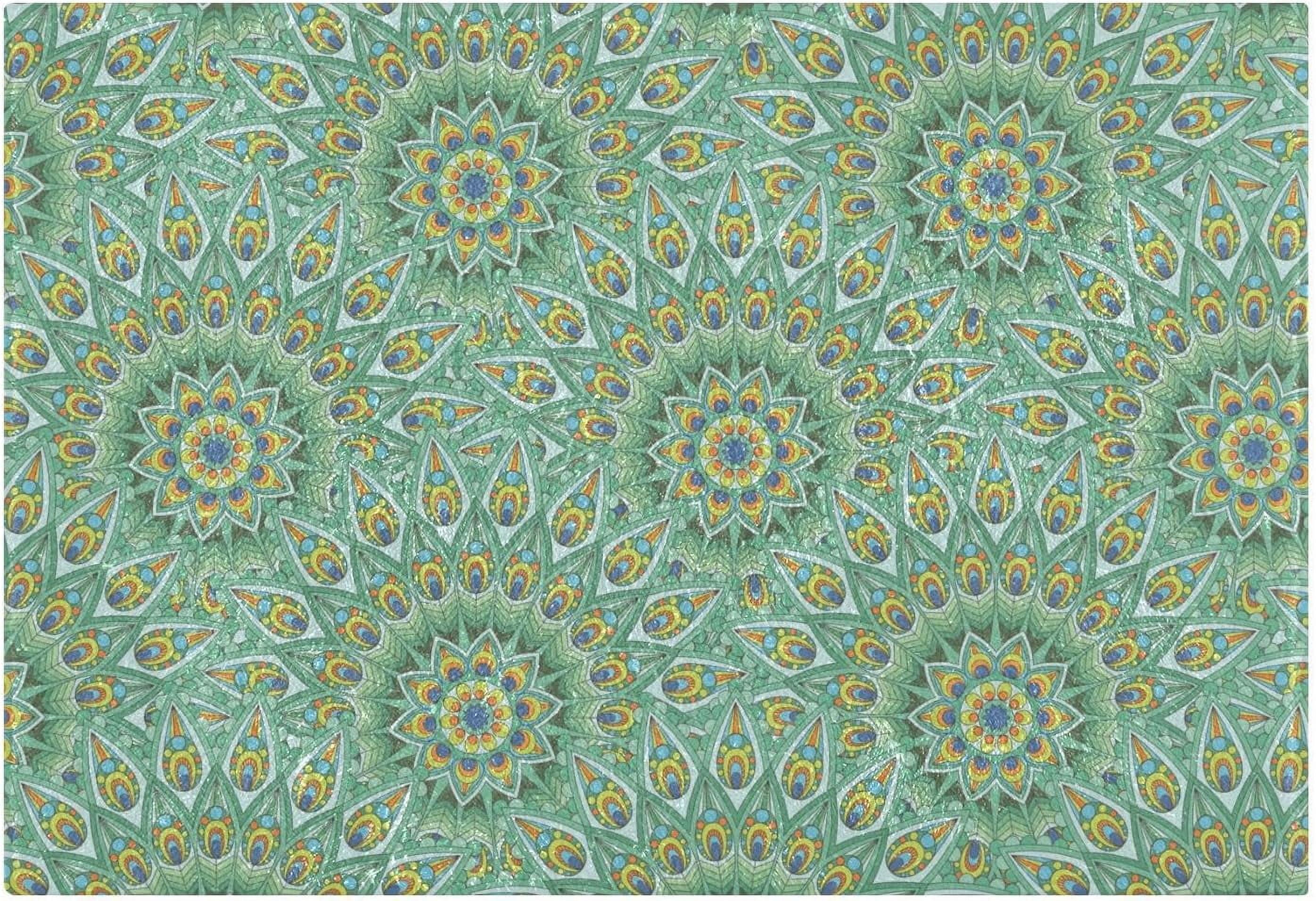 Bathroom Rug Mat Peacock Feather Mandala Bath Mat Super Soft Absorbent ...