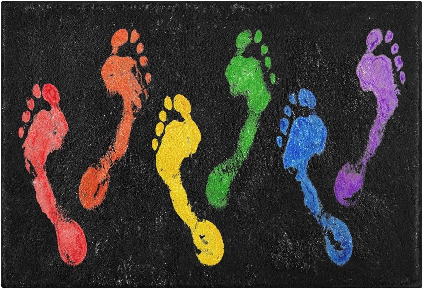 Bathroom Rug Mat Rainbow Footprints Bath Mat Super Soft Absorbent Plush ...