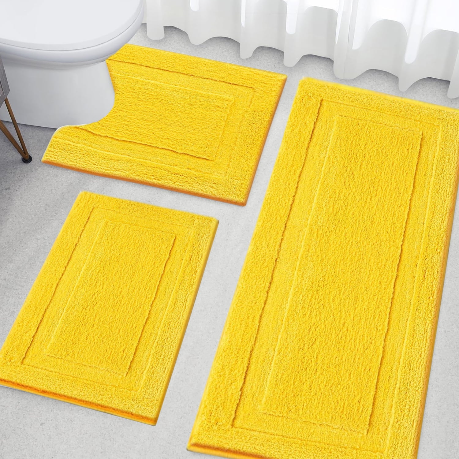 Bathroom Rugs Sets 3, Yamaziot Non Slip Bath Runners, Washable Soft ...