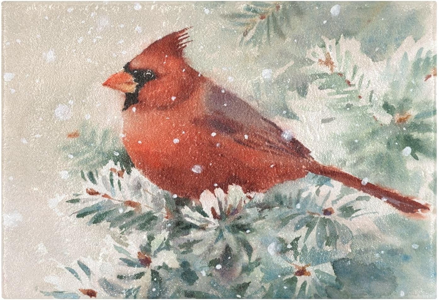 Bathroom Rug Mat Winter Cardinal Bird Bath Mat Super Soft Absorbent ...