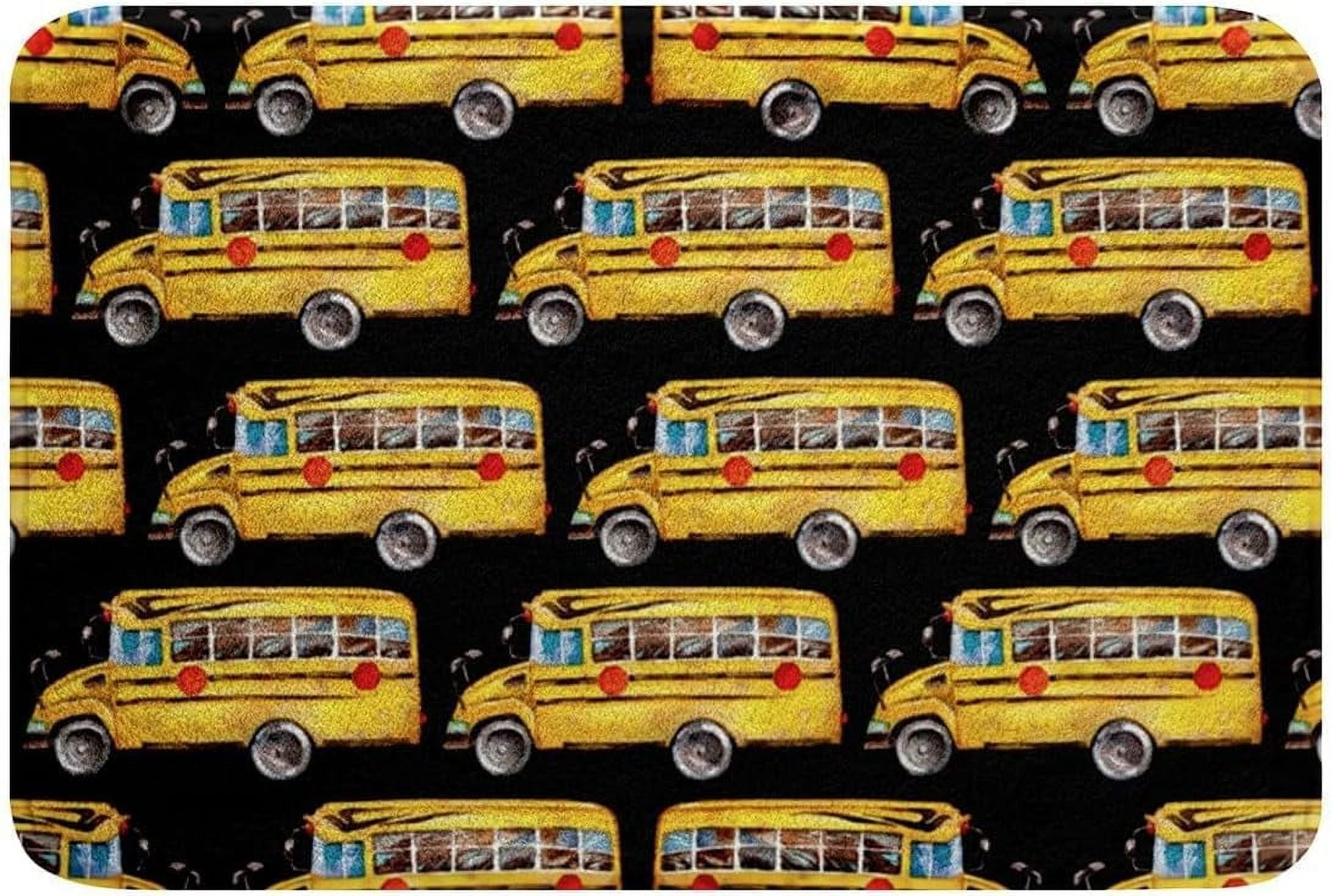 Bathroom Rug Mat Yellow School Bus Rug Vehicles Bathroom Rugs Boys Cool ...
