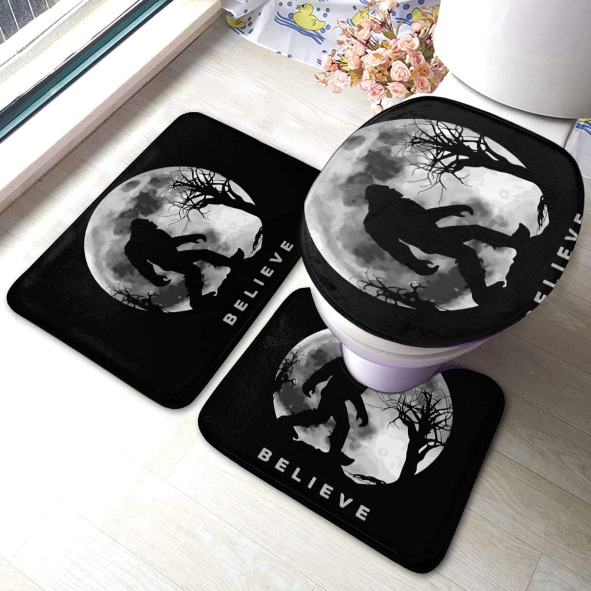 Bathroom Rug Mats 3 Piece Set Bath Mat + Contour Rug + Toilet Lid Cover ...