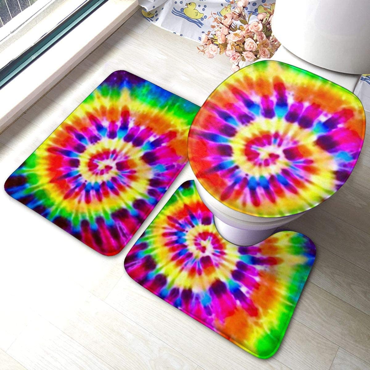 Bathroom Rug Mats 3 Piece Set Bath Mat + Contour Rug + Toilet Lid Cover ...