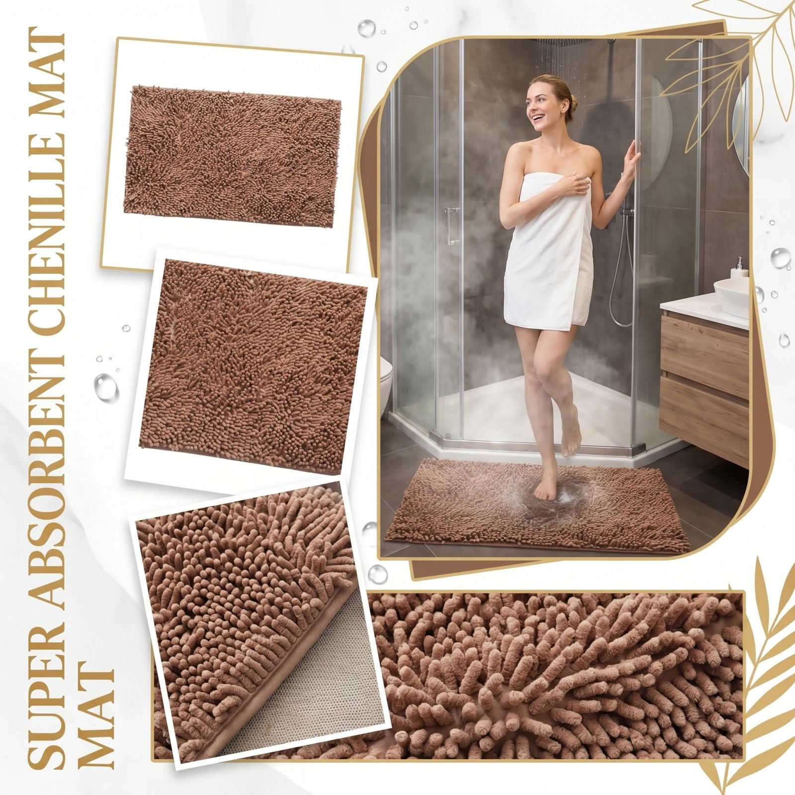 Bathroom Rug Non-Slip Bath Mat 15.7 x 23.6 in Ultra Absorbent Soft ...