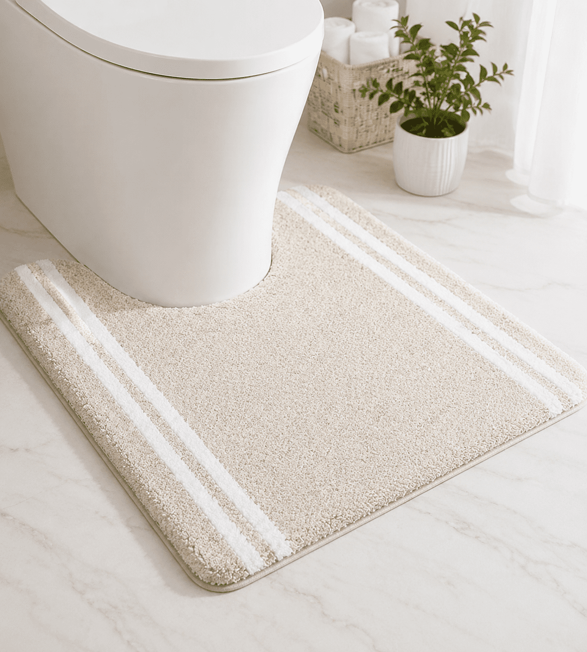 Bathroom Rug Non-Slip Machine Washable 20"x24" U-Shaped Super Absorbent ...