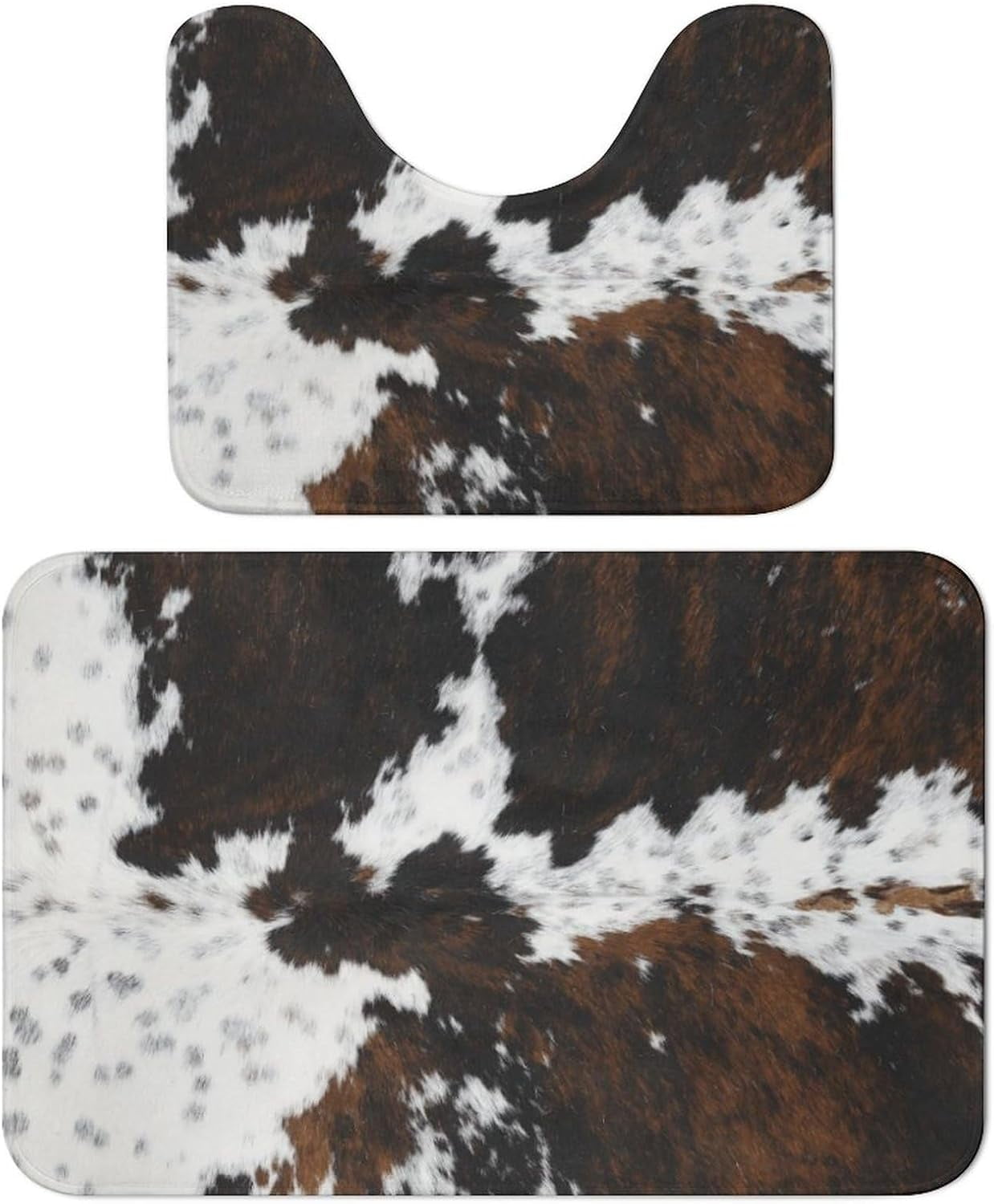 Bathroom Rug Set 2 Piece Cowhide, Cow Skin Print Pattern Bath Rugs and ...