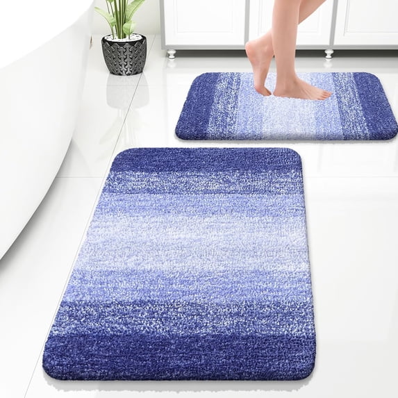 Bathroom Rug Set 2 Piece, Soft Absorbent Microfiber Bath Mats, Non-Slip ...