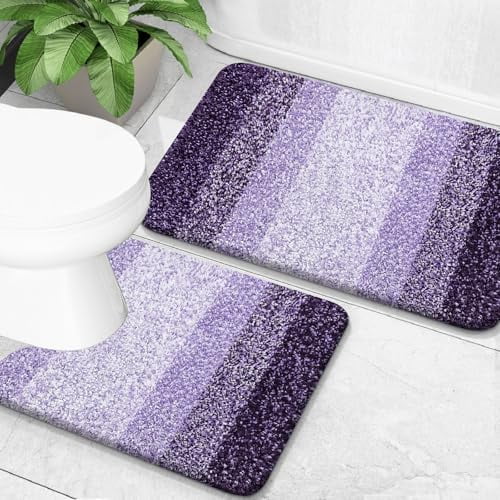 Bathroom Rug Set 2 Piece, Soft Absorbent Microfiber Bath Mats and U ...