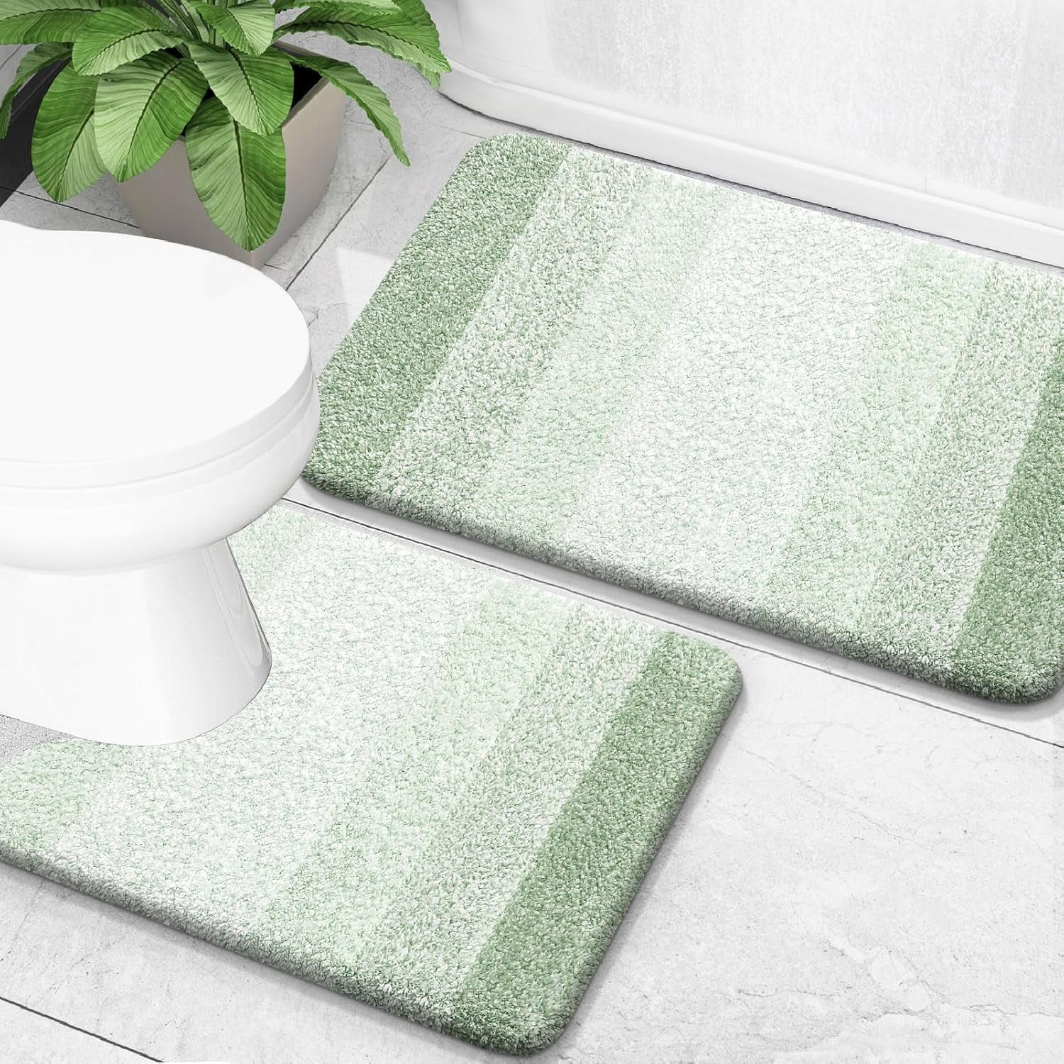 Bathroom Rug Set 2 Piece - Soft Absorbent Microfiber Bath Mats & U ...