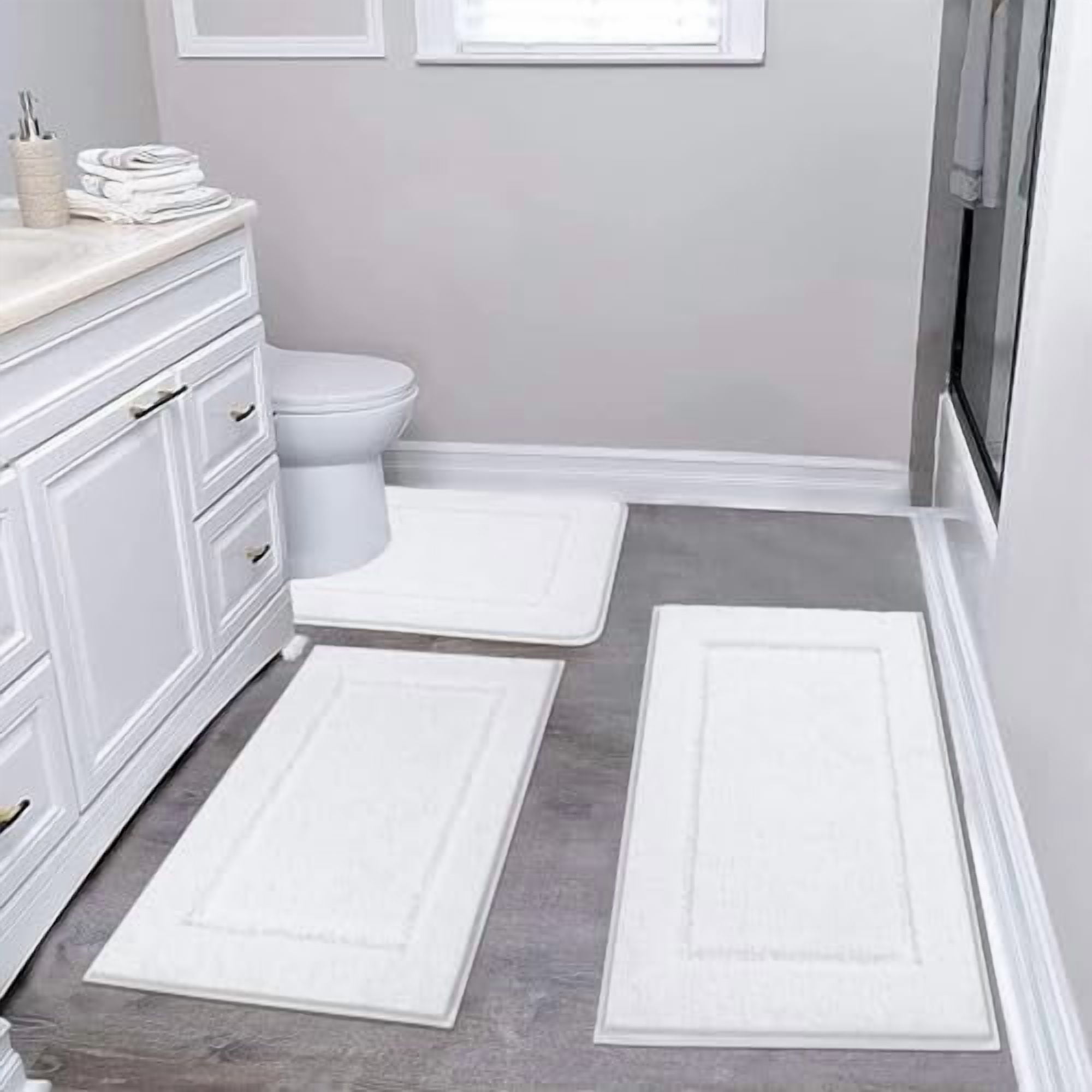 Bathroom Rug Set - 3 Piece Shower Mats with U-Shaped Contour Toilet Mat ...