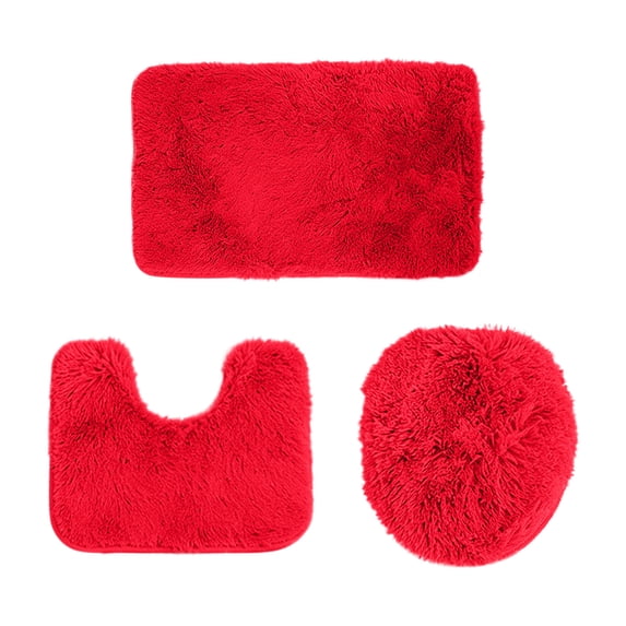 Bathroom Rug Set 3 Pieces Includes 2 Bath Rugs and 1 Toilet Lid Cover ...
