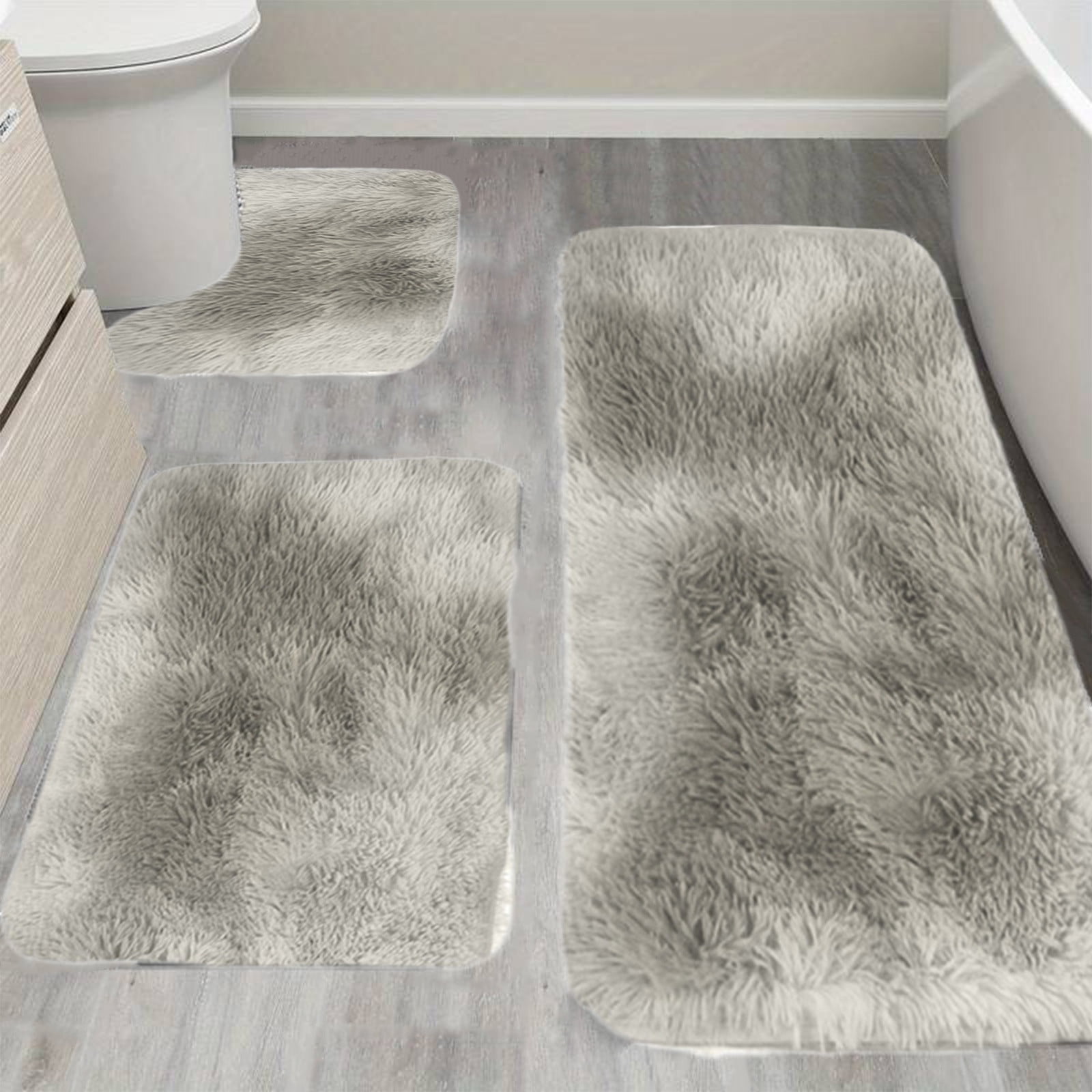 Bathroom Rug Set 3 Pieces Soft Water Absorption Non Slip Thick Washable ...