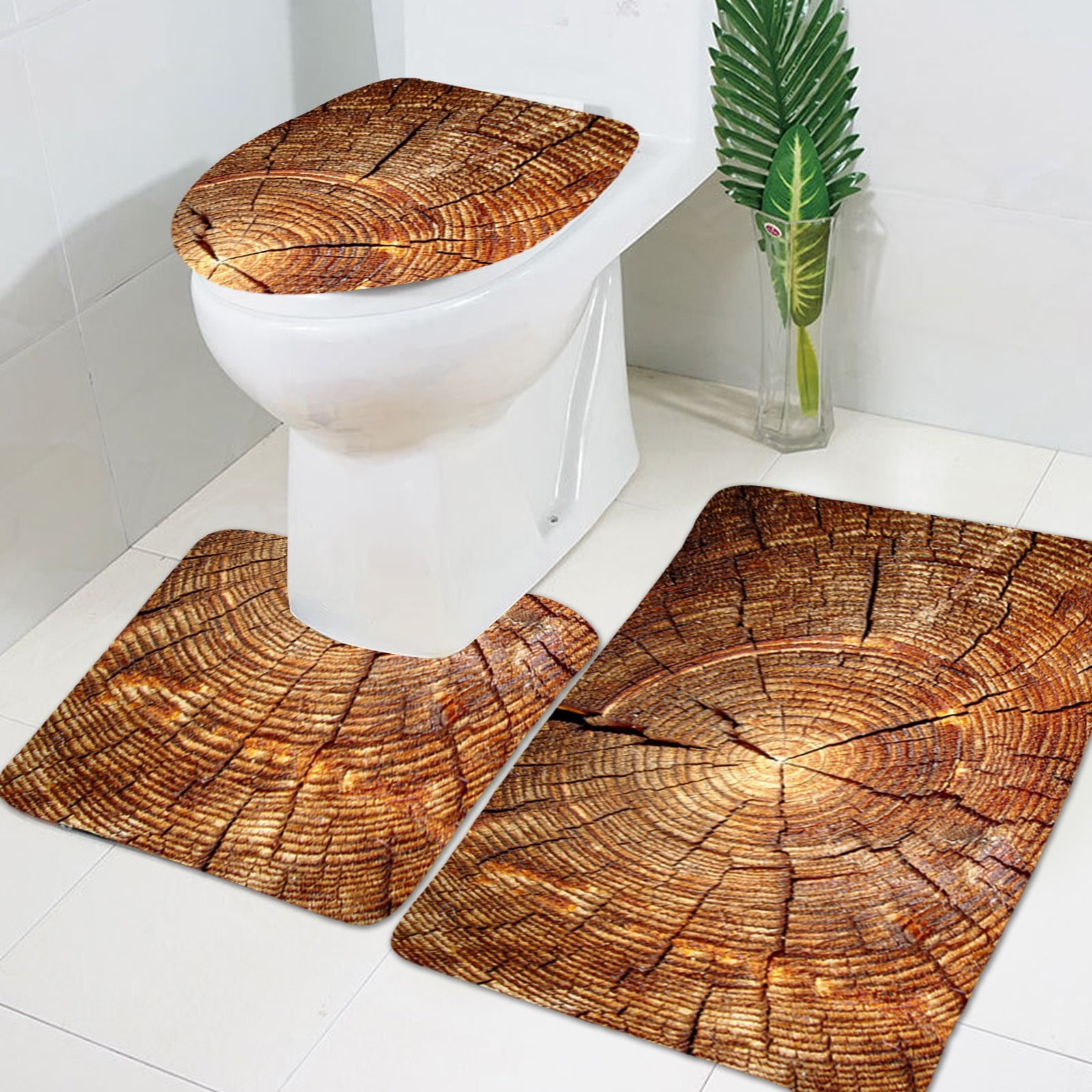Bathroom Rug Set, Super Absorbent Floor Mat, 3-Piece Non-Slip U-Shaped ...