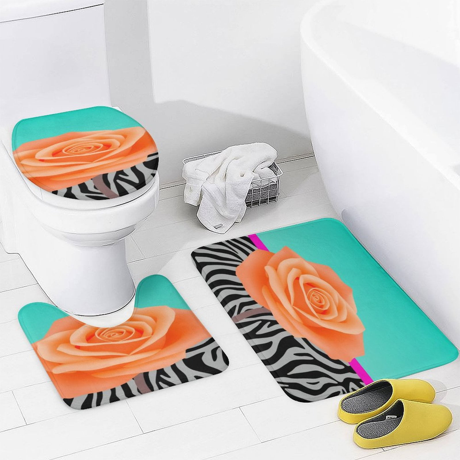 Bathroom Rug Set of 3 3 Pieces Bath Mats Set for Bathroom Rose And ...