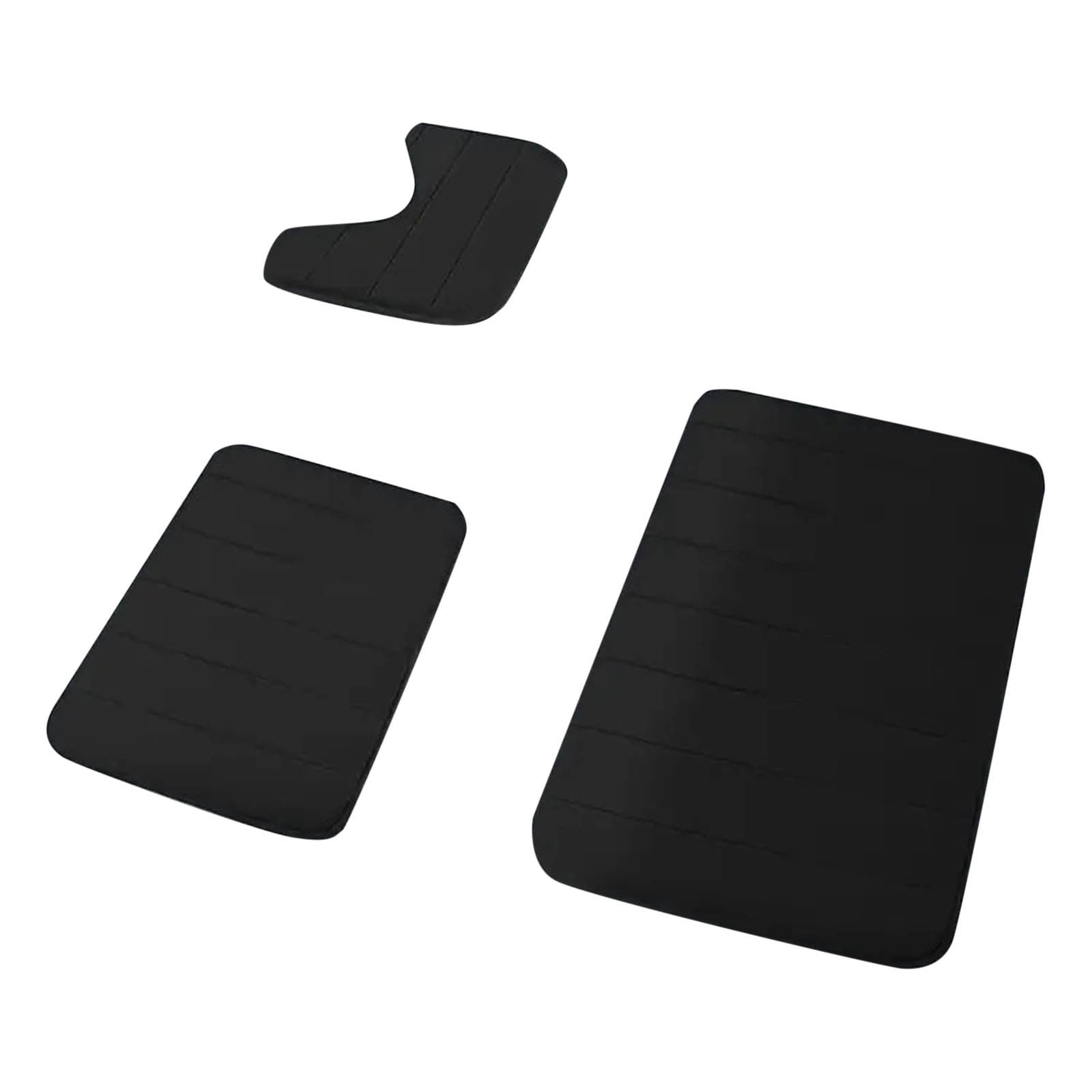 Bathroom Rug Sets 3 Piece Black Memory Foam Bath Mat, Non Super ...