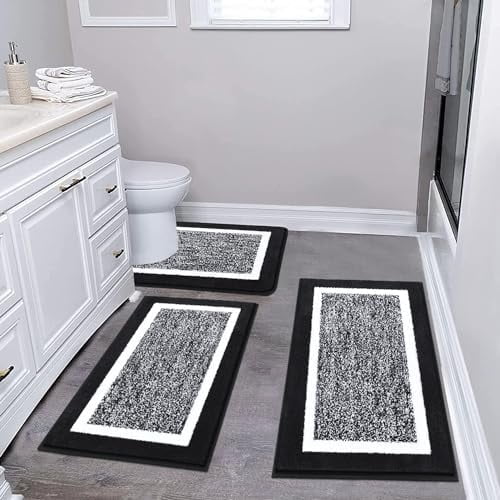 Bathroom Rug Sets 3-Piece Shower Rugs with U-Shaped Contour Toilet Mat ...