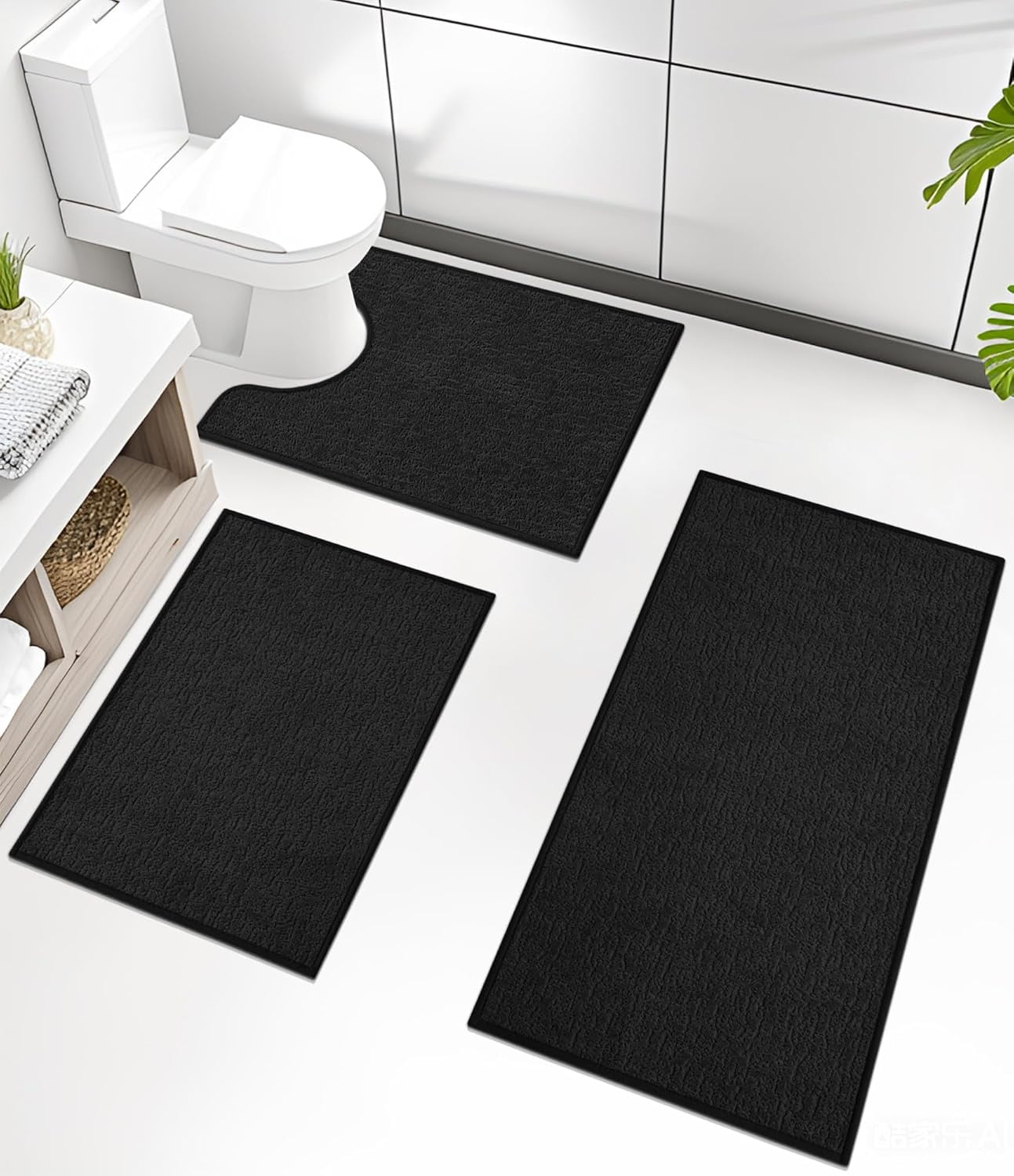 Bathroom Rug Sets 3 Piece, Ultra Thin Bath Mat Quick Dry, Absorbent ...