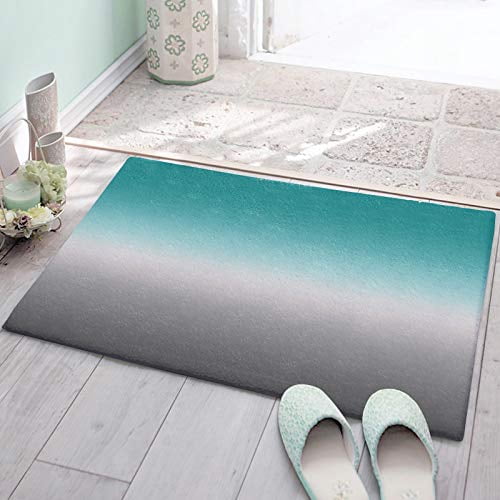 Bathroom Rug Soft Plush Bathroom Mats 30x18 Inch Teal Grey Graident ...