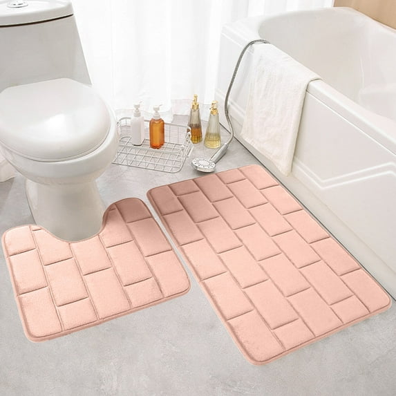 Bathroom Rug & Toilet Lid Mat Set | 2-Piece Non-Slip Water Absorbing ...
