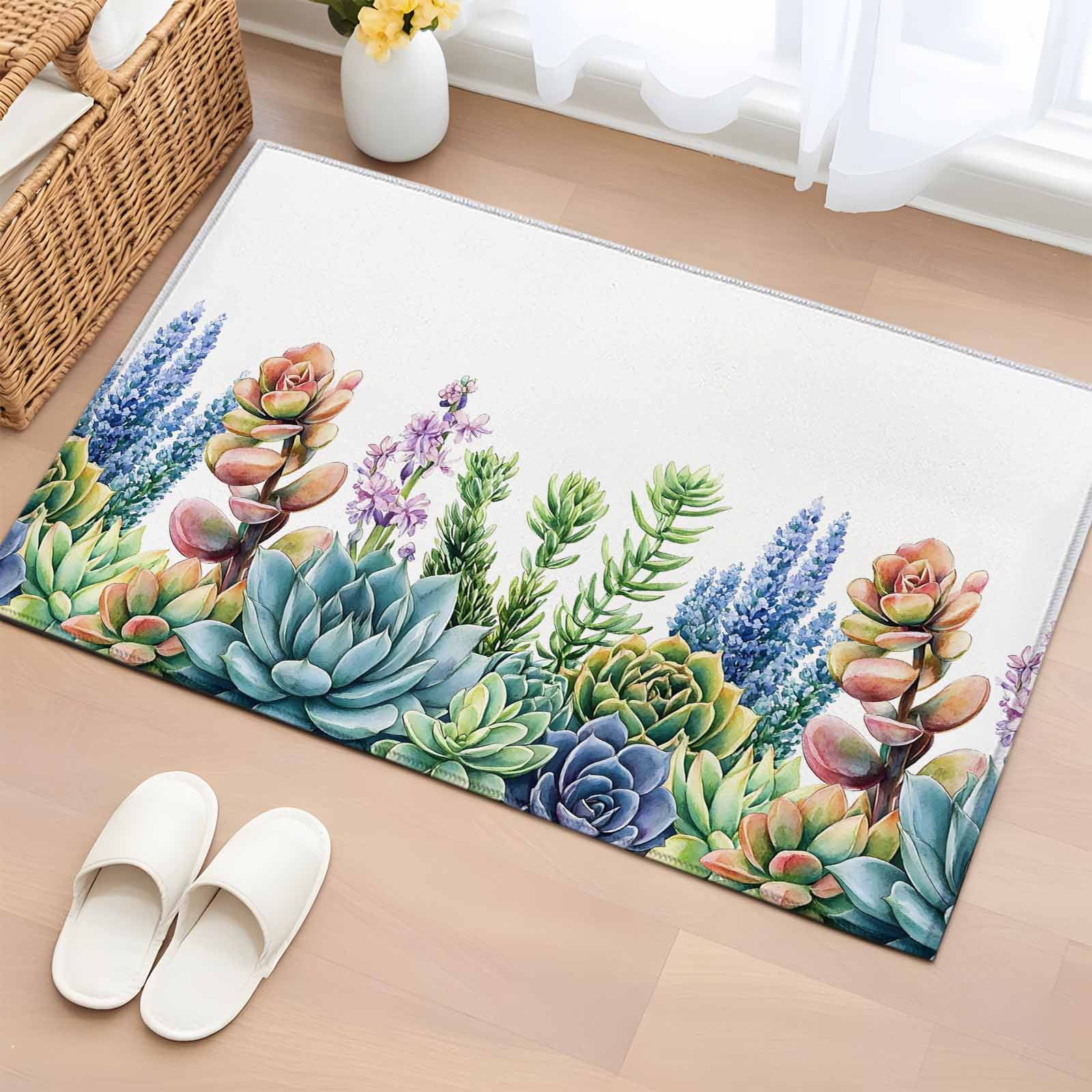 Bathroom Rug Washable 2x3 Entryway Rug Non Slip Spring Botanical Garden ...