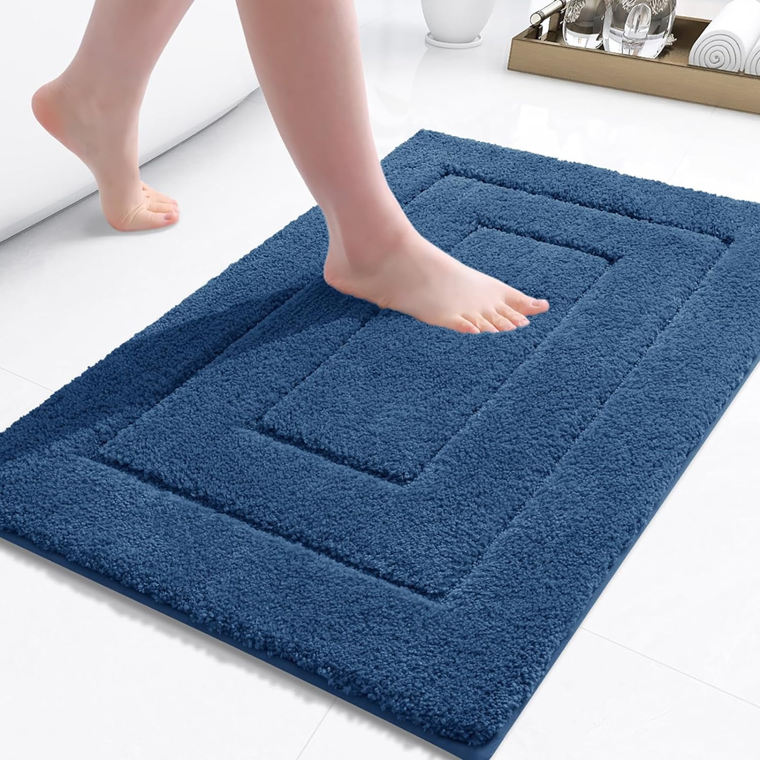 Bathroom Rugs, 24" x 16", Soft and Absorbent Microfiber Bath Rugs, Non ...