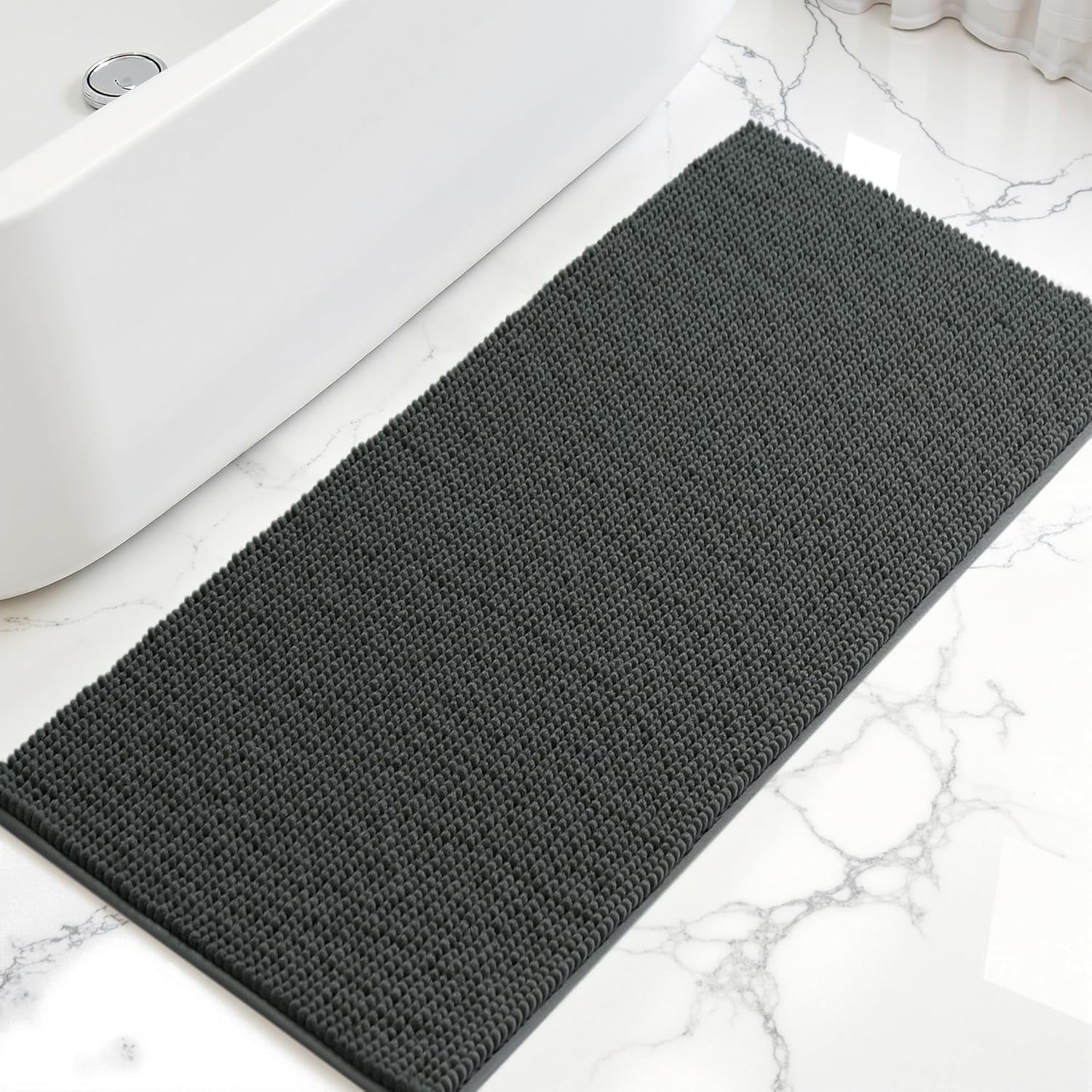 Bathroom Rugs, 24" x 60" Chenille Bath Rug Soft Short Plush Bath Mat ...