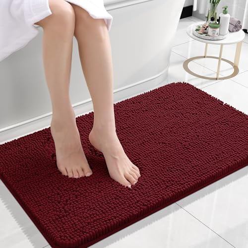 Bathroom Rugs 24x16, Extra Soft Absorbent Chenille Bath Rugs, Rubber ...
