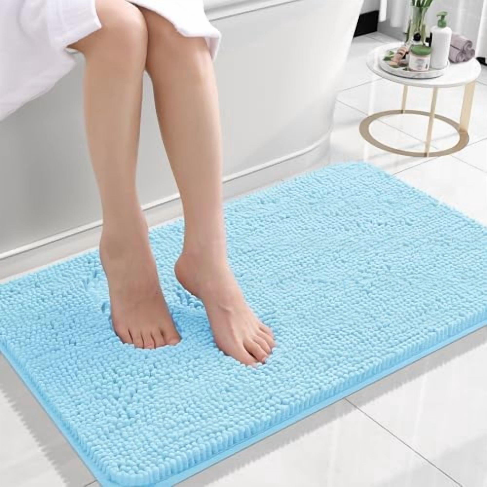 Bathroom Rugs 24x16, Extra Soft Absorbent Chenille Bath Rugs, Rubber ...