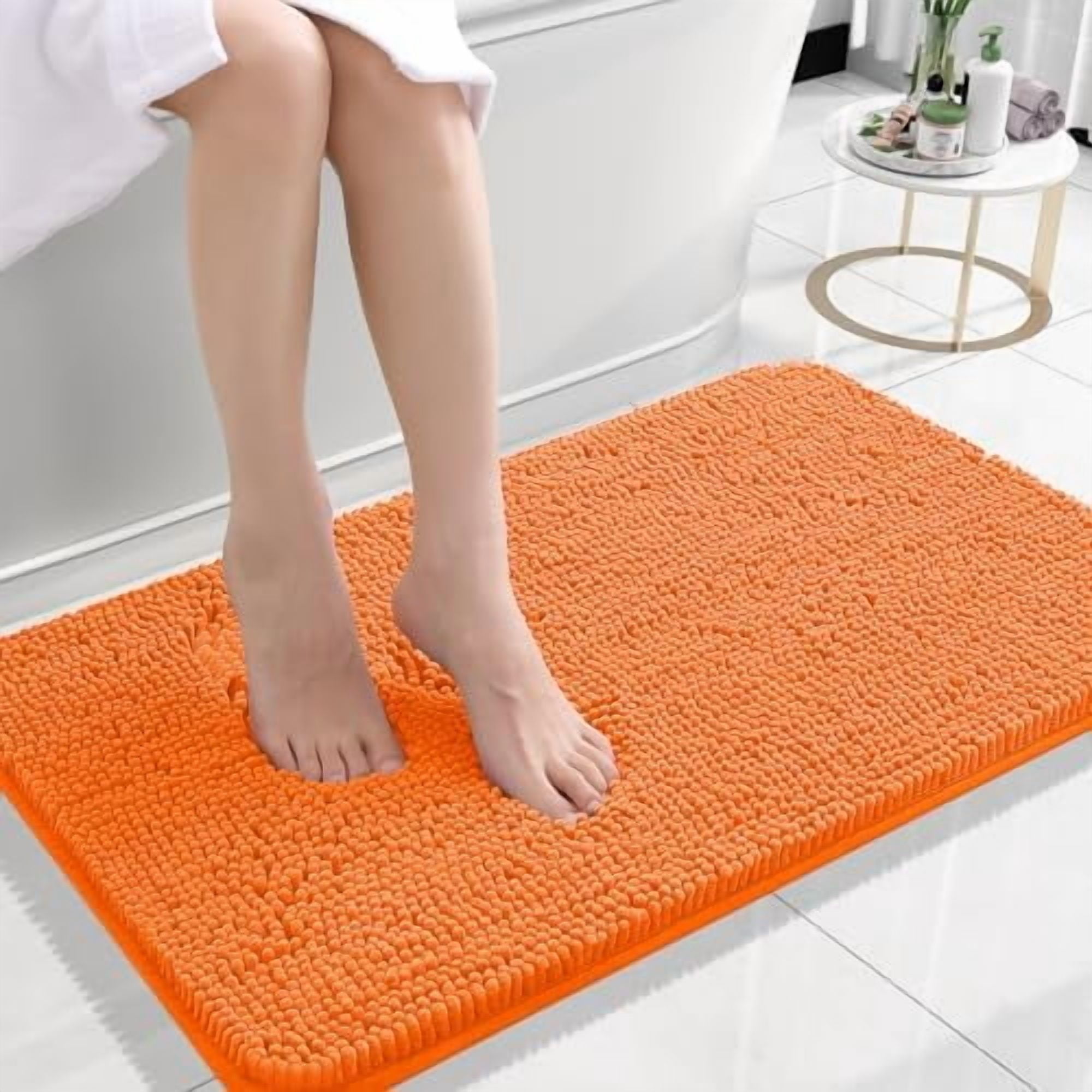 Bathroom Rugs 24x16, Extra Soft Absorbent Chenille Bath Rugs, Rubber ...