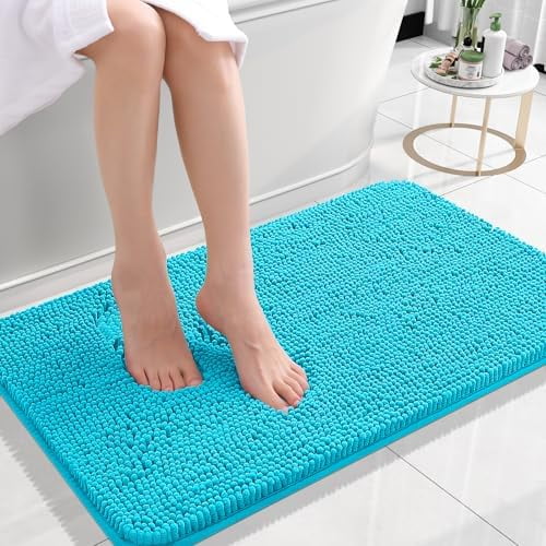 Bathroom Rugs 24x16, Extra Soft Absorbent Chenille Bath Rugs, Rubber ...