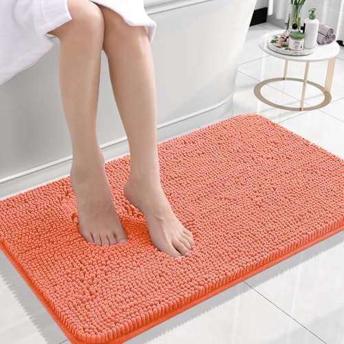 Bathroom Rugs 24x16, Extra Soft Absorbent Chenille Bath Rugs, Rubber ...