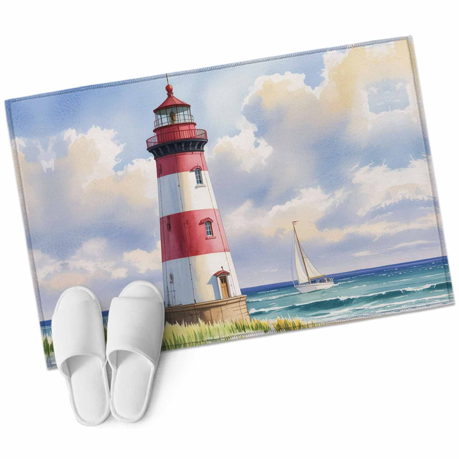 Bathroom Rugs 2x3 Ft, Beach Lighthouse Non Slip Area Rugs for Kitchen ...