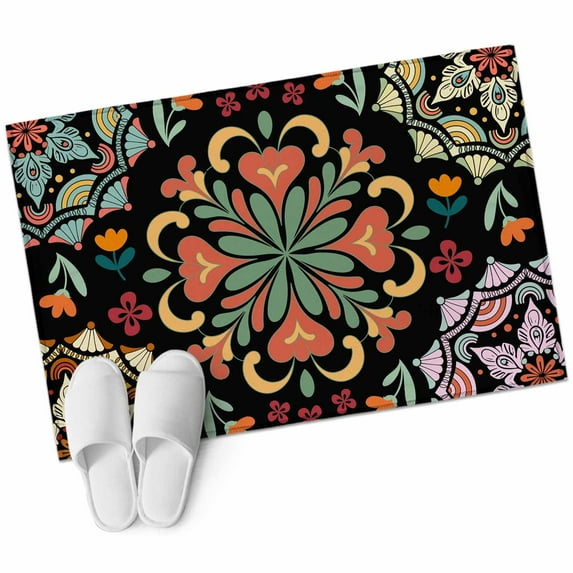 Bathroom Rugs 2x3 Ft, Black Boho Non Slip Area Rugs for Kitchen Bedroom ...