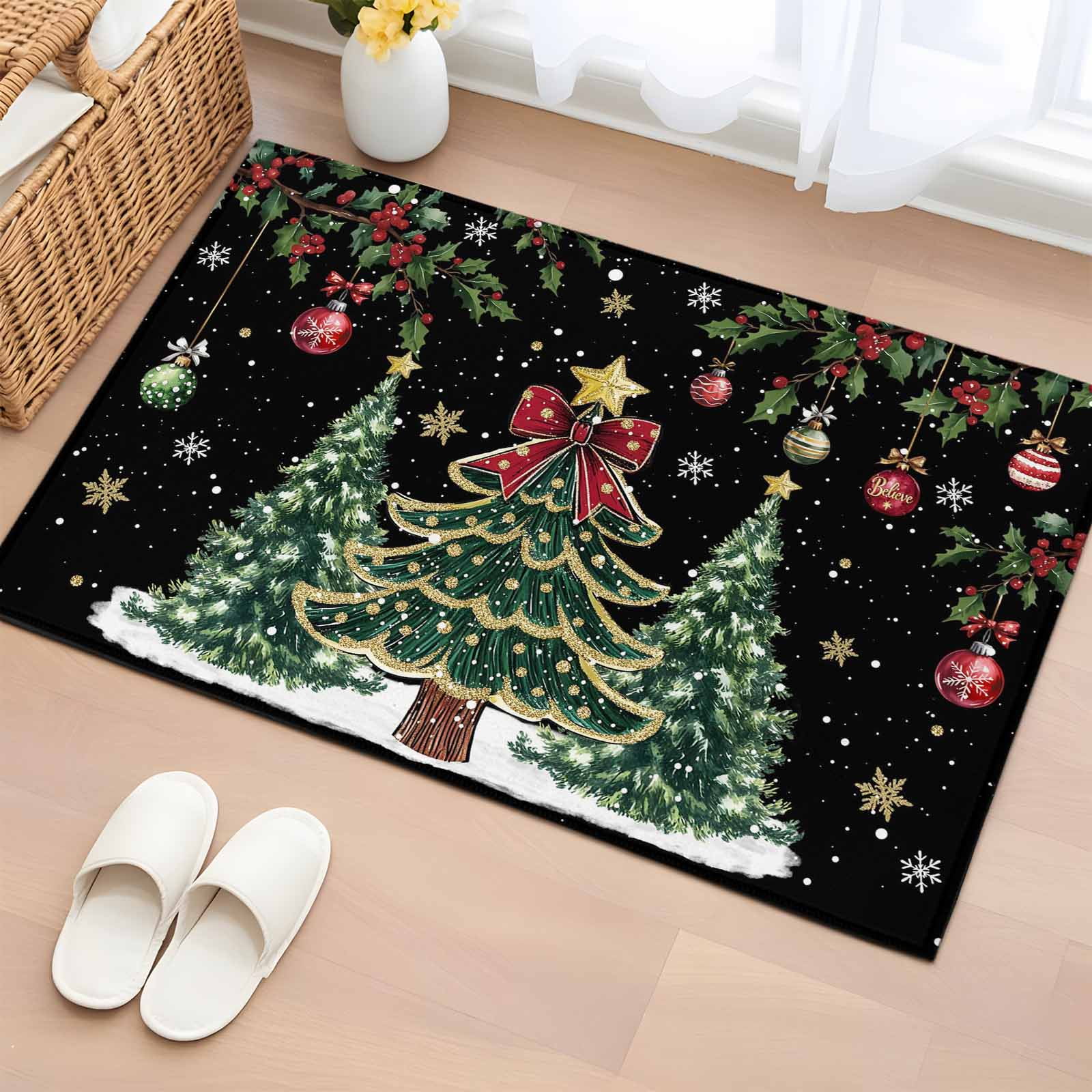 Bathroom Rugs 2x3 Ft, Black Christmas Non Slip Area Rugs for Kitchen ...