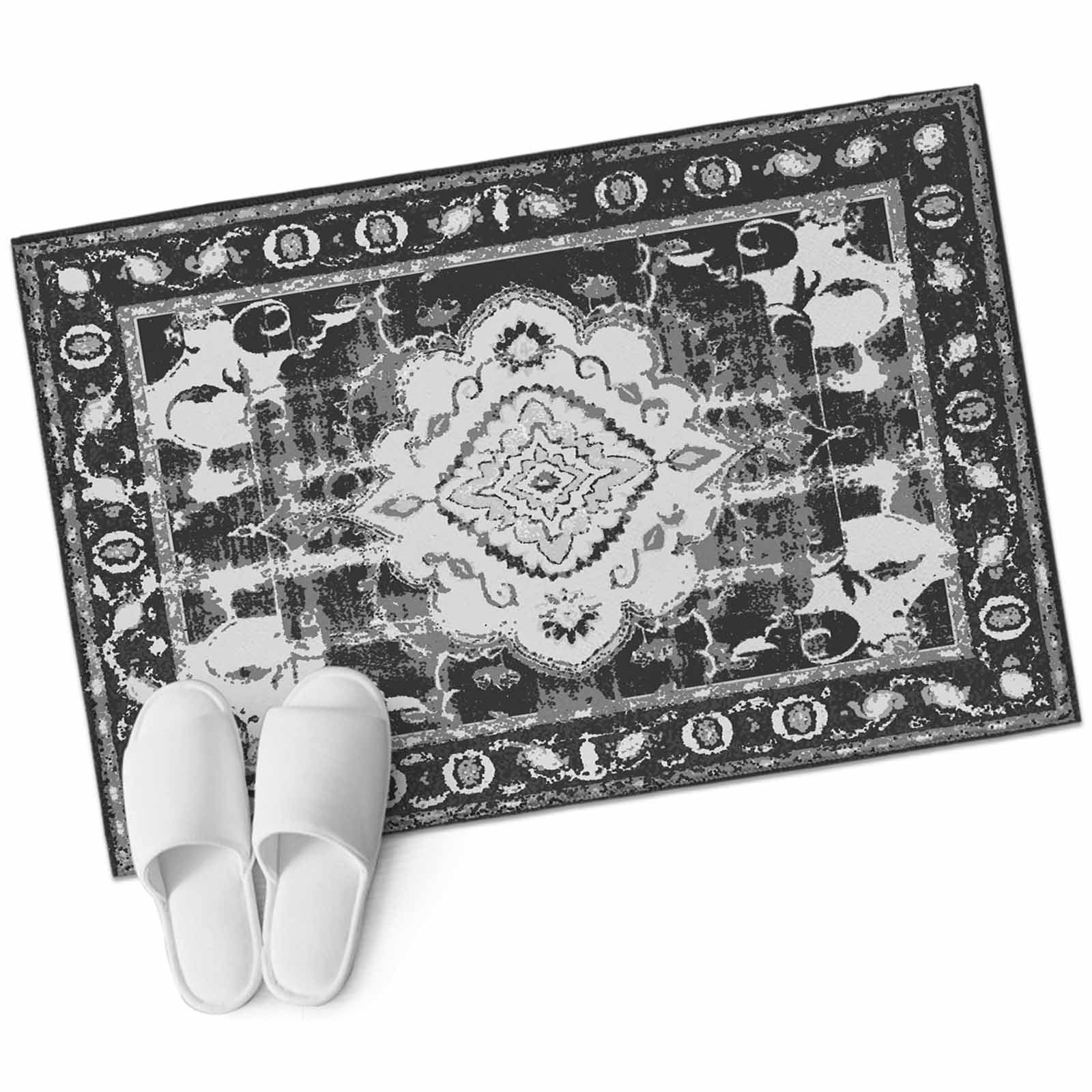 Bathroom Rugs 2x3 Ft, Black Grey Non Slip Area Rugs for Kitchen Bedroom ...