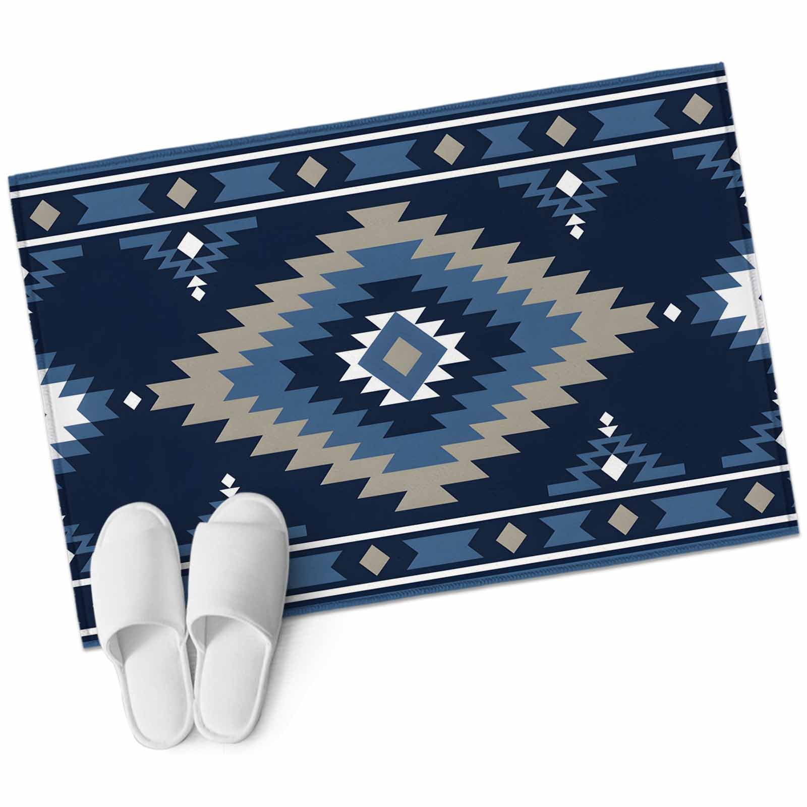 Bathroom Rugs 2x3 Ft, Blue Boho Non Slip Area Rugs for Kitchen Bedroom ...