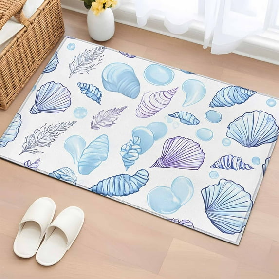 Bathroom Rugs 2x3 Ft, Blue Conch Coastal Non Slip Area Rugs for Kitchen ...